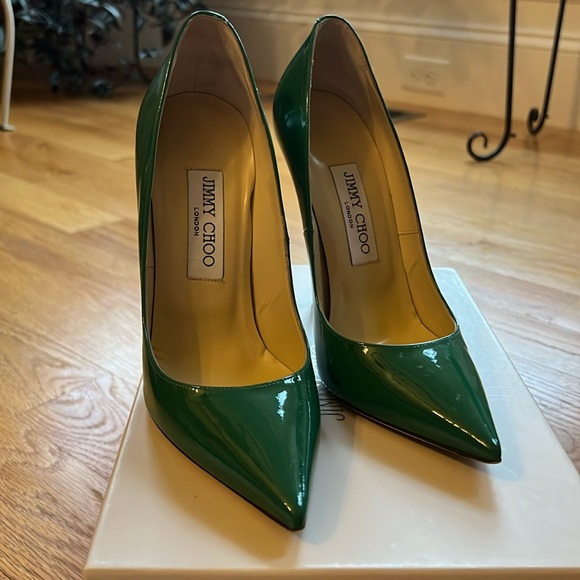 Jimmy Choo | Shoes | Authentic Jimmy Choo Sz 365 Patent Leather Green ...